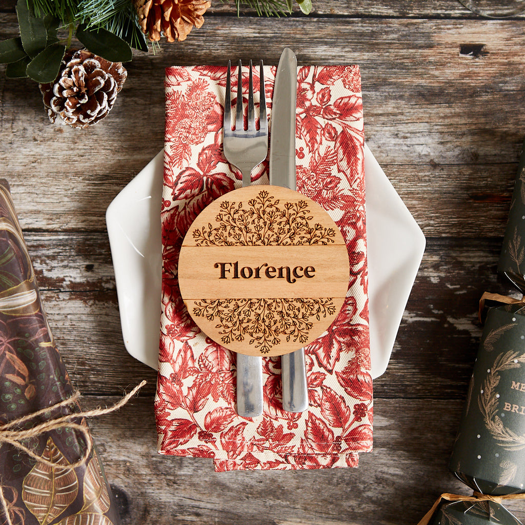 Cherry Wooden Personalised Coaster Place Setting – Parkin and Lewis