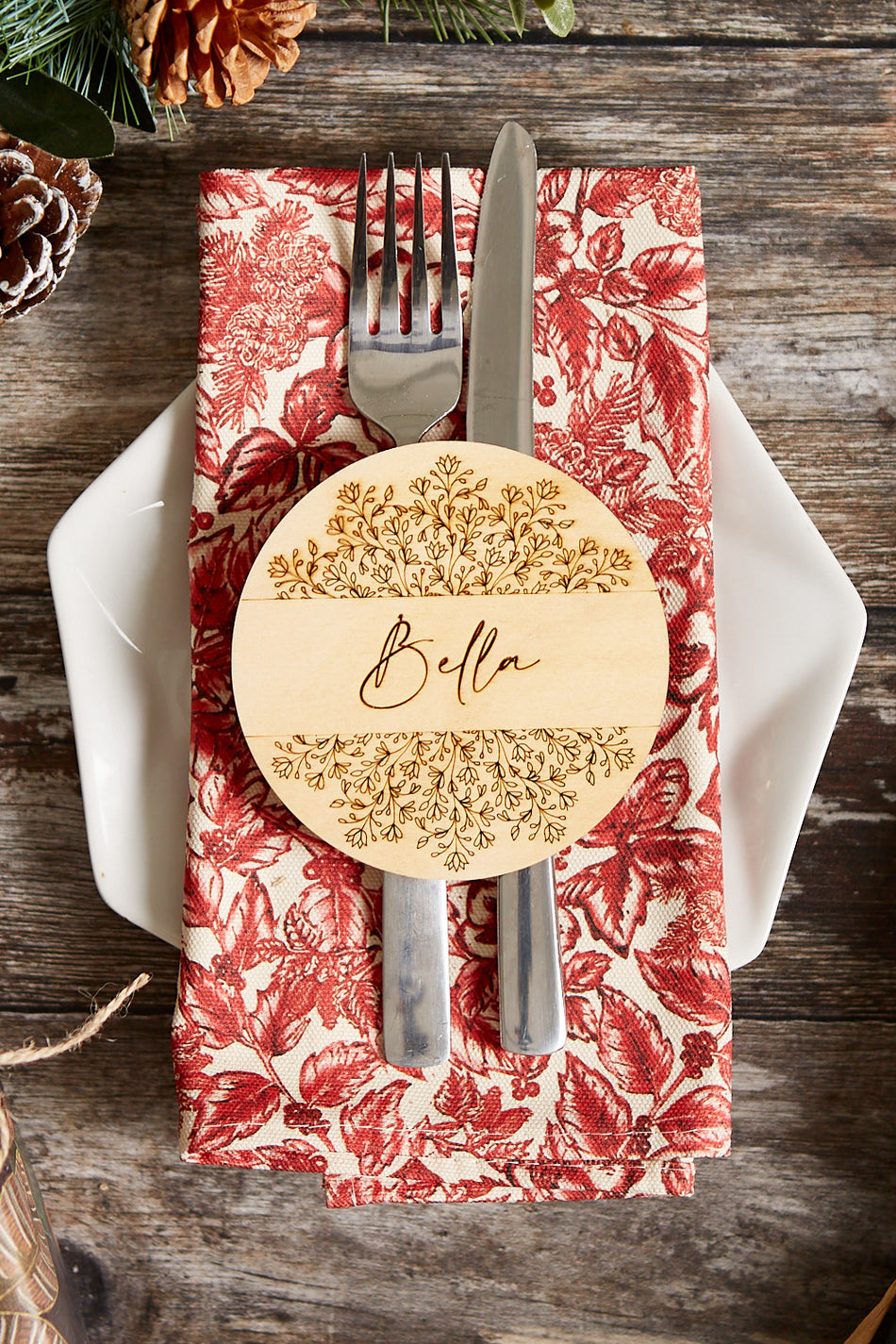 Wooden Personalised Coaster Place Setting – Parkin and Lewis
